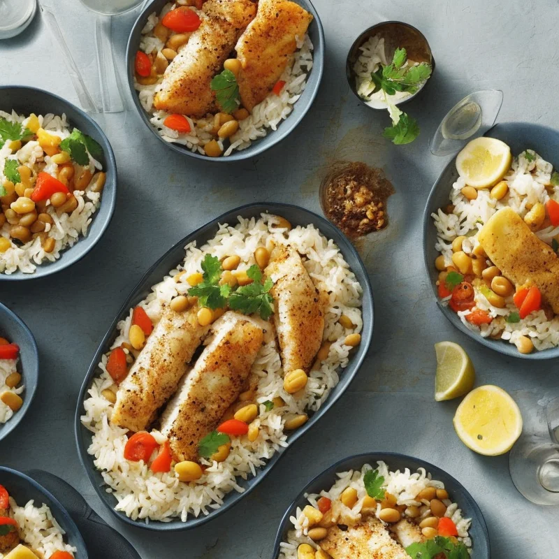 Fisk med ris og bønner